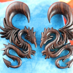 16mm Wood Dragon Plugs Stretch Ear Serpant Dragon 5/8 Sono Wood Plugs ...