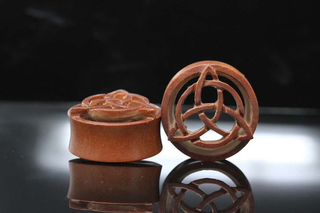 Triquetra Wood Plugs - Trinity Knot Wood Plugs (pair) - PA81 - Etsy