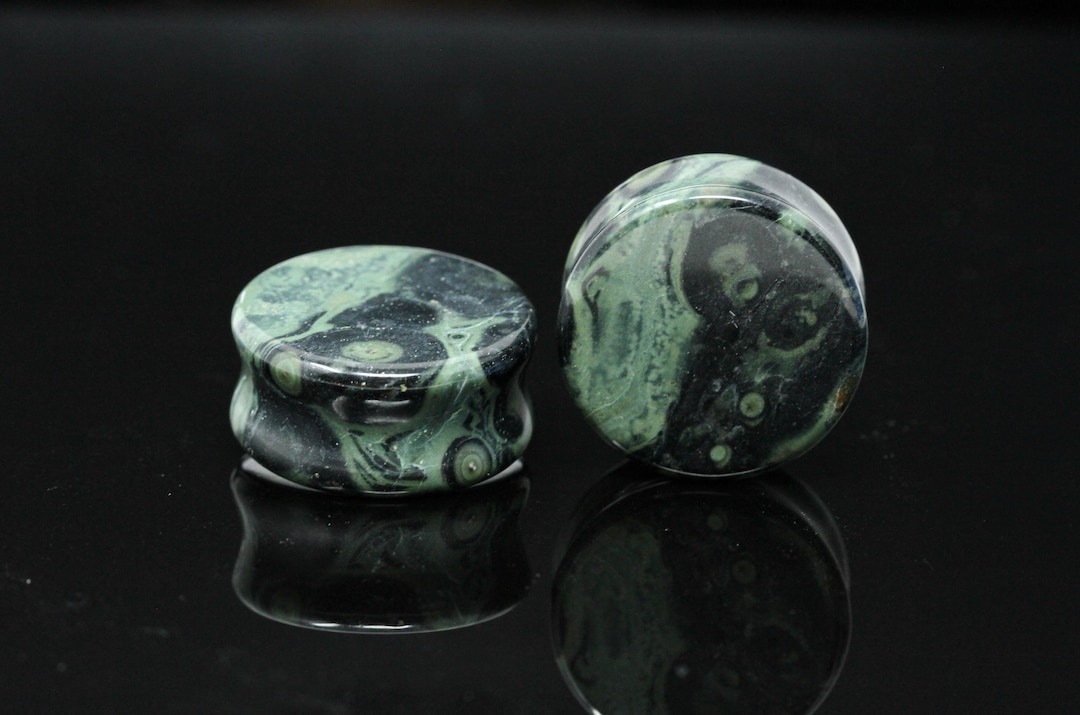 Jasper Stretch Plugs (pair) - Double Flair Stone Jasper Plugs (pair ...