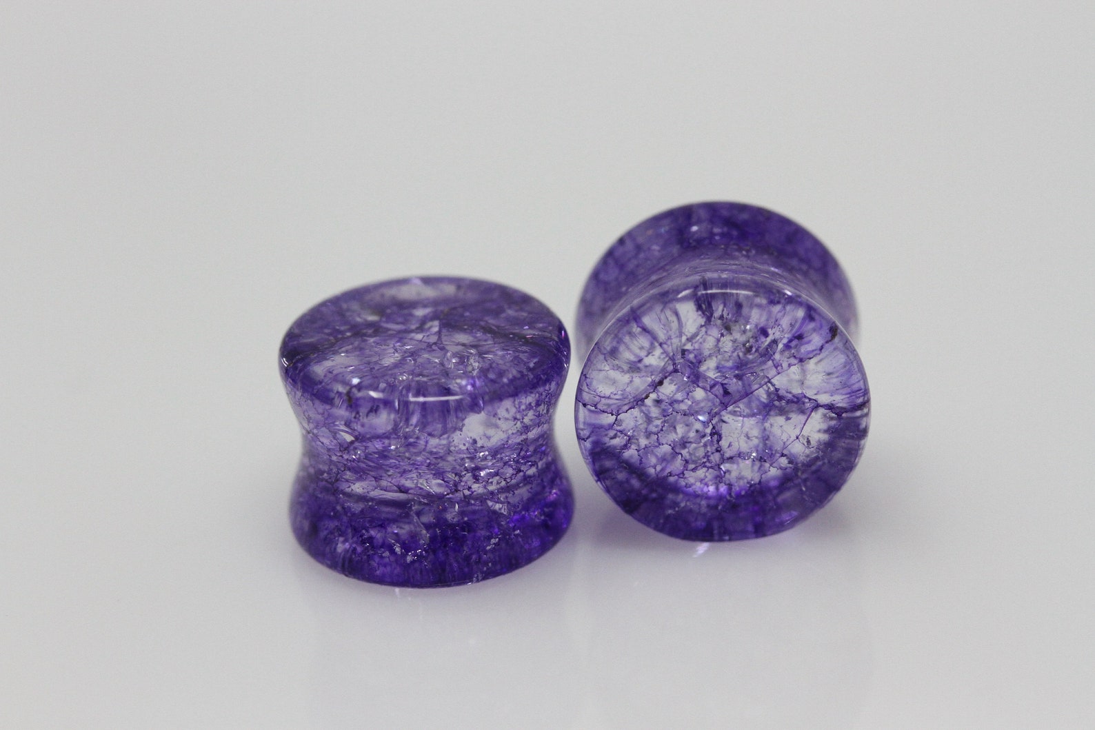 Purple Shattered Glass Plugs for Stretched Ears pair PH114 - Etsy