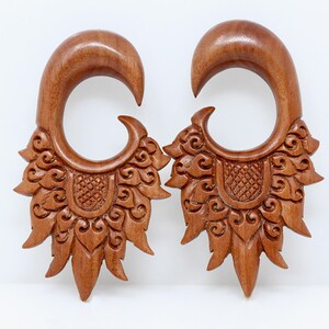 Carved Wood Plug Hangers - Stretched Ear Plug (pair) - A053 - Etsy