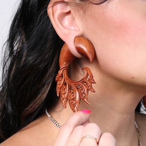 Mystic Leaves Wood Plugs - Carved Wood Plugs (pair) - A062 - Etsy