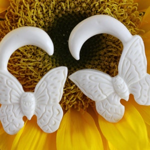 6mm White Butterfly Plugs 2 Gauge Carved Bone Butterfly - Etsy