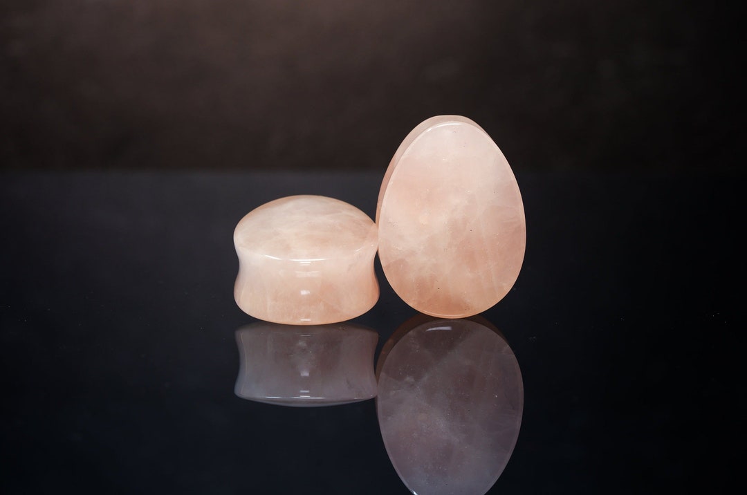 Rose Quartz Teardrop Plugs - Double Flared Stone Plugs (pair) - PH115 - Etsy