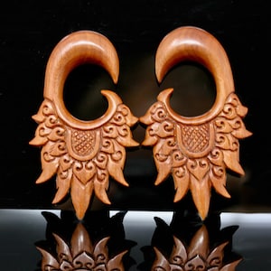 Carved Wood Plug Hangers - Stretched Ear Plug (pair) - A053 - Etsy