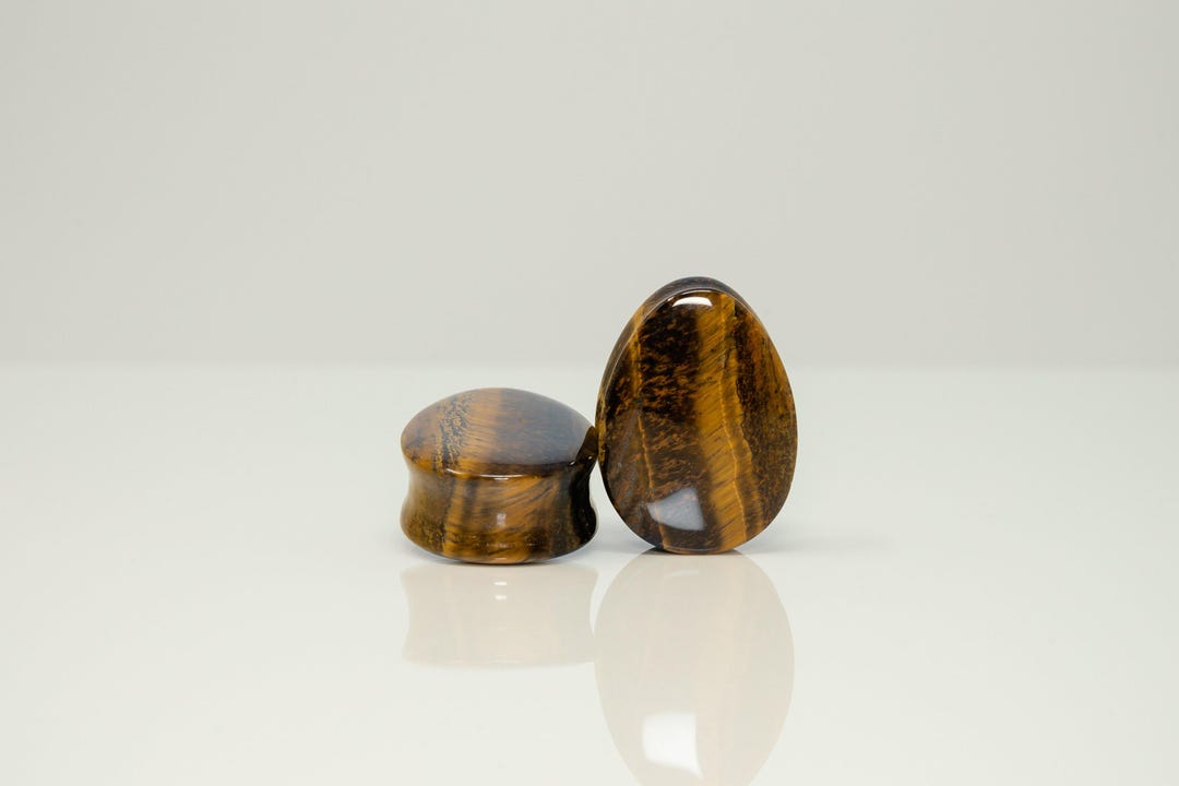 Tiger Eye Teardrop Plugs - Double Flared Tigereye Plugs (pair) - Ph118 ...