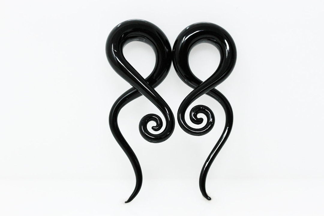 Black Glass Twisting Hanger Plugs (pair) - G061 - Etsy