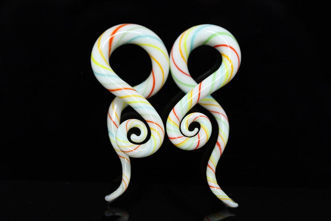 Rainbow Glass Twisting Hanger Plugs (pair) - G001 - Etsy