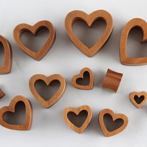 Heart Wood Tunnels Heart Shaped Gauges Made for Stretched Ears 6mm 30mm ...
