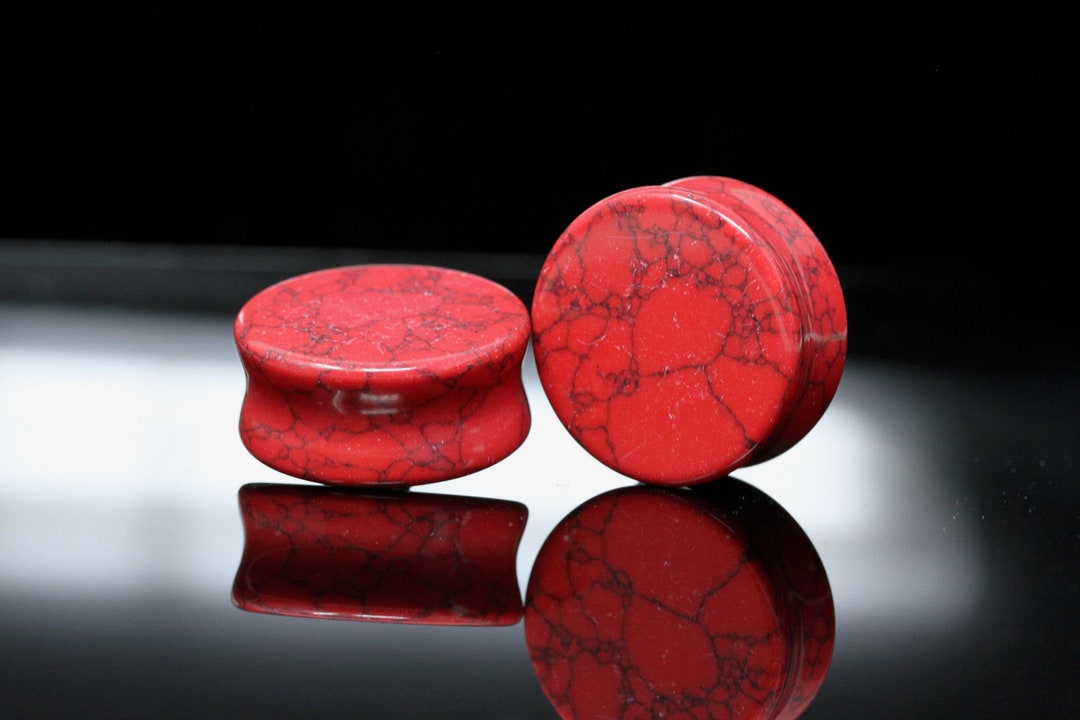 Red Howlite Stone Plugs pair PH110 - Etsy