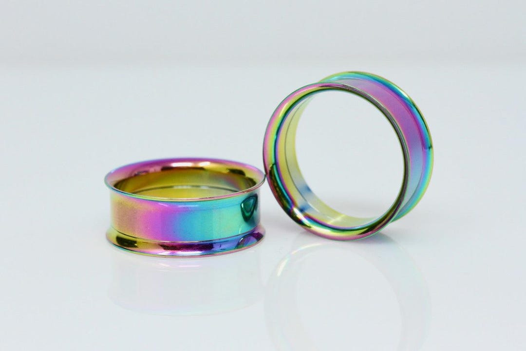 Iridescent Stainless Steel Tunnels - Screw on Tunnel (pair) - Pss218 - Etsy