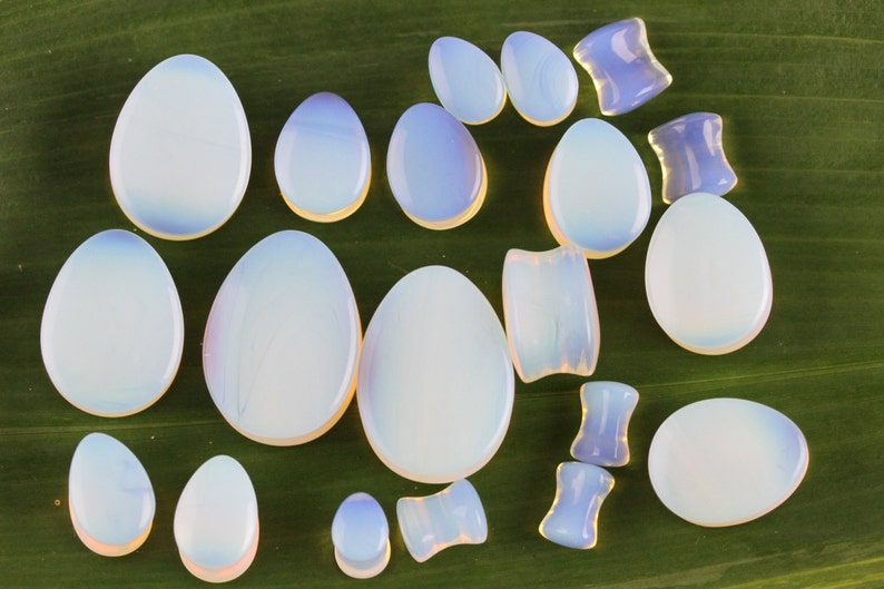 Opalite Teardrop Stretch Plugs Ear Stretching Oval Plugs - Etsy
