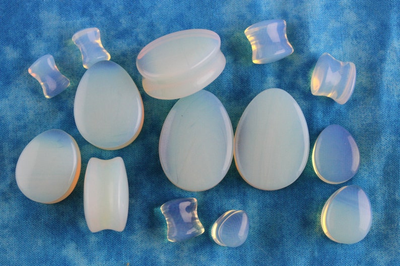 Opalite Teardrop Stretch Plugs Ear Stretching Oval Plugs - Etsy