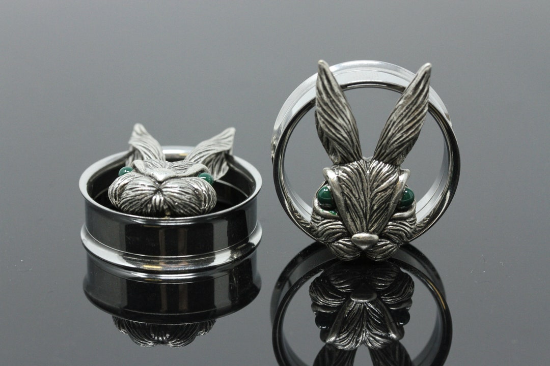 Silver Bunny Bot Stainless Steel Plugs - PSS158 - Etsy