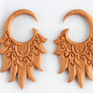 Carved Wood Plug Hangers - Stretched Ear Plug (pair) - A053 - Etsy