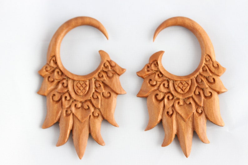 Carved Wood Plug Hangers - Stretched Ear Plug (pair) - A053 - Etsy