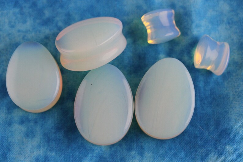 Opalite Teardrop Stretch Plugs Ear Stretching Oval Plugs - Etsy