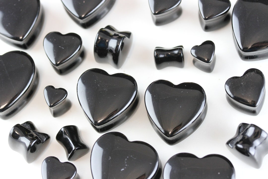 Black Heart Shaped Plugs Onyx Heart Plugs pair PH28 - Etsy