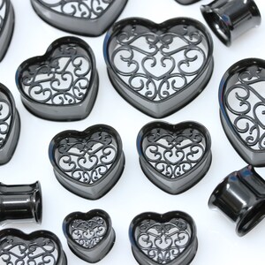 Elegant Black Heart Plugs - Stainless Steel (pair) - PSS99 - Etsy
