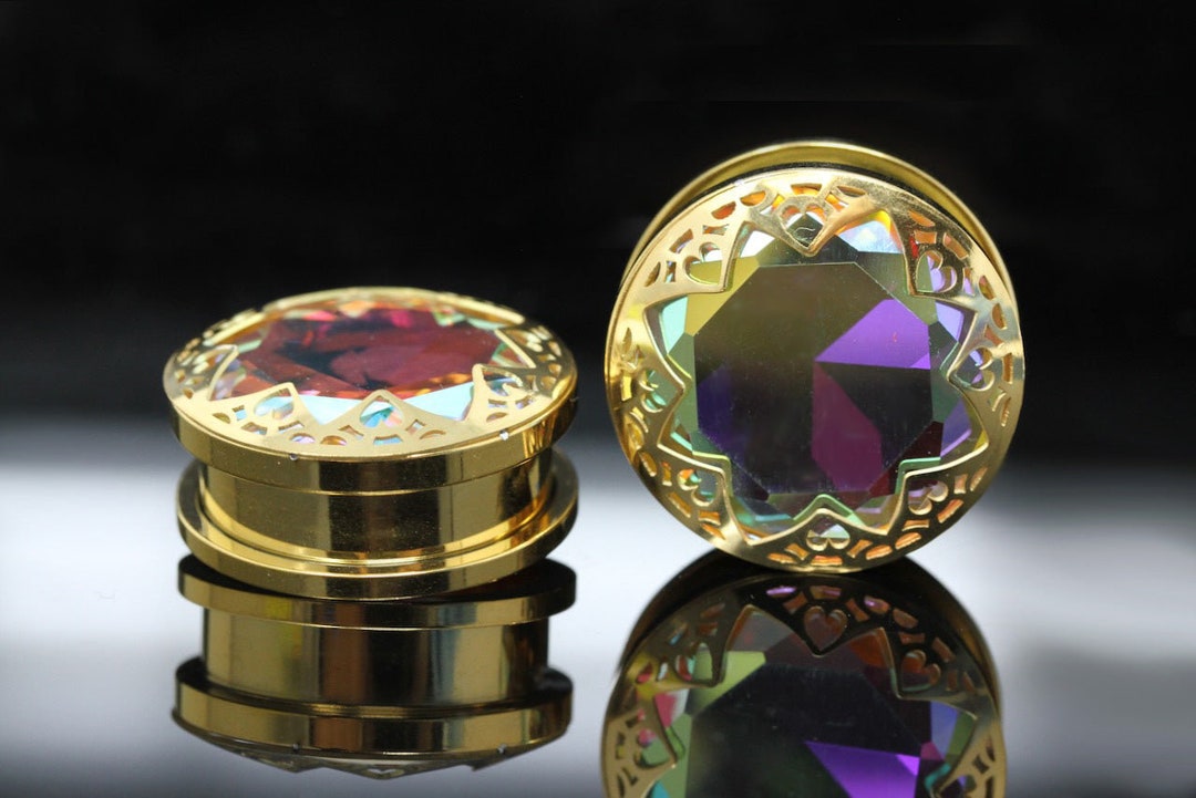 Golden Bling Stainless Steel Plugs (pair) - PSS215 - Etsy