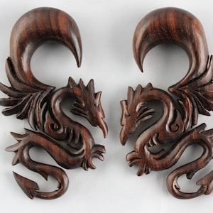 16mm Wood Dragon Plugs Stretch Ear Serpant Dragon 5/8 Sono Wood Plugs ...