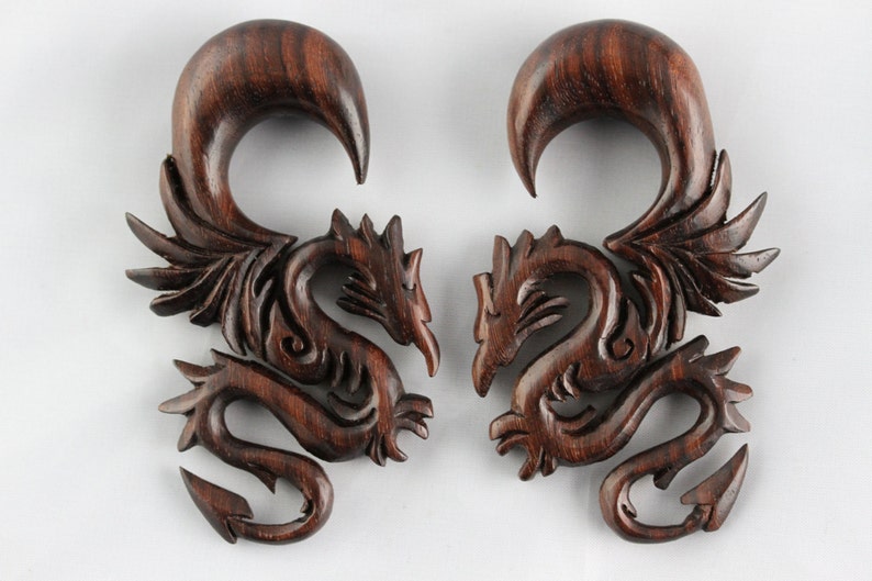 16mm Wood Dragon Plugs Stretch Ear Serpant Dragon - Etsy