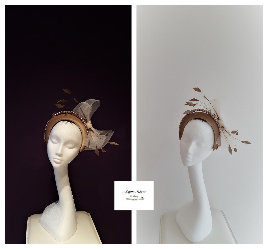 Halo Headband in Coffee Latte Velvet Fascinator Weddings - Etsy UK