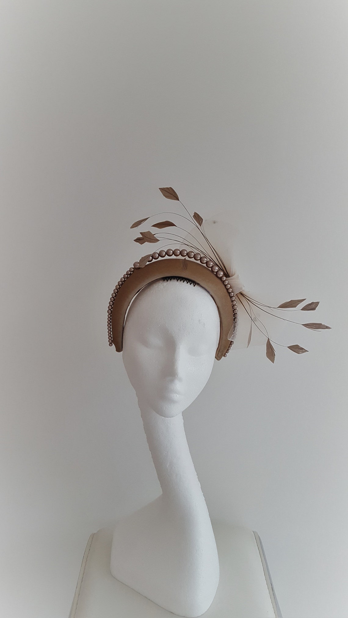 Halo Headband in Coffee Latte Velvet Fascinator Weddings | Etsy UK