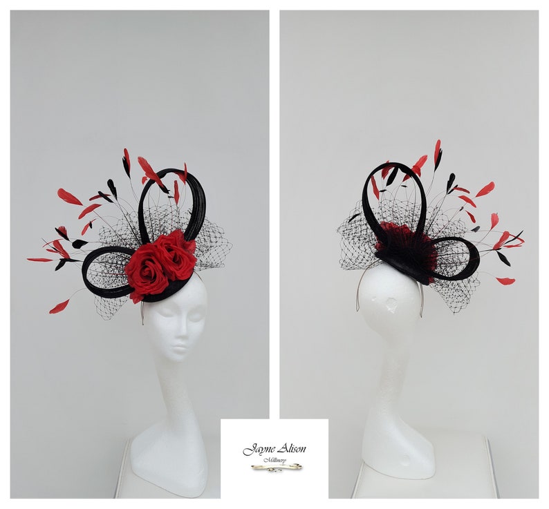 Black & Red Hatinator, Wedding Hat, Mother of the Bride, Black Red ...
