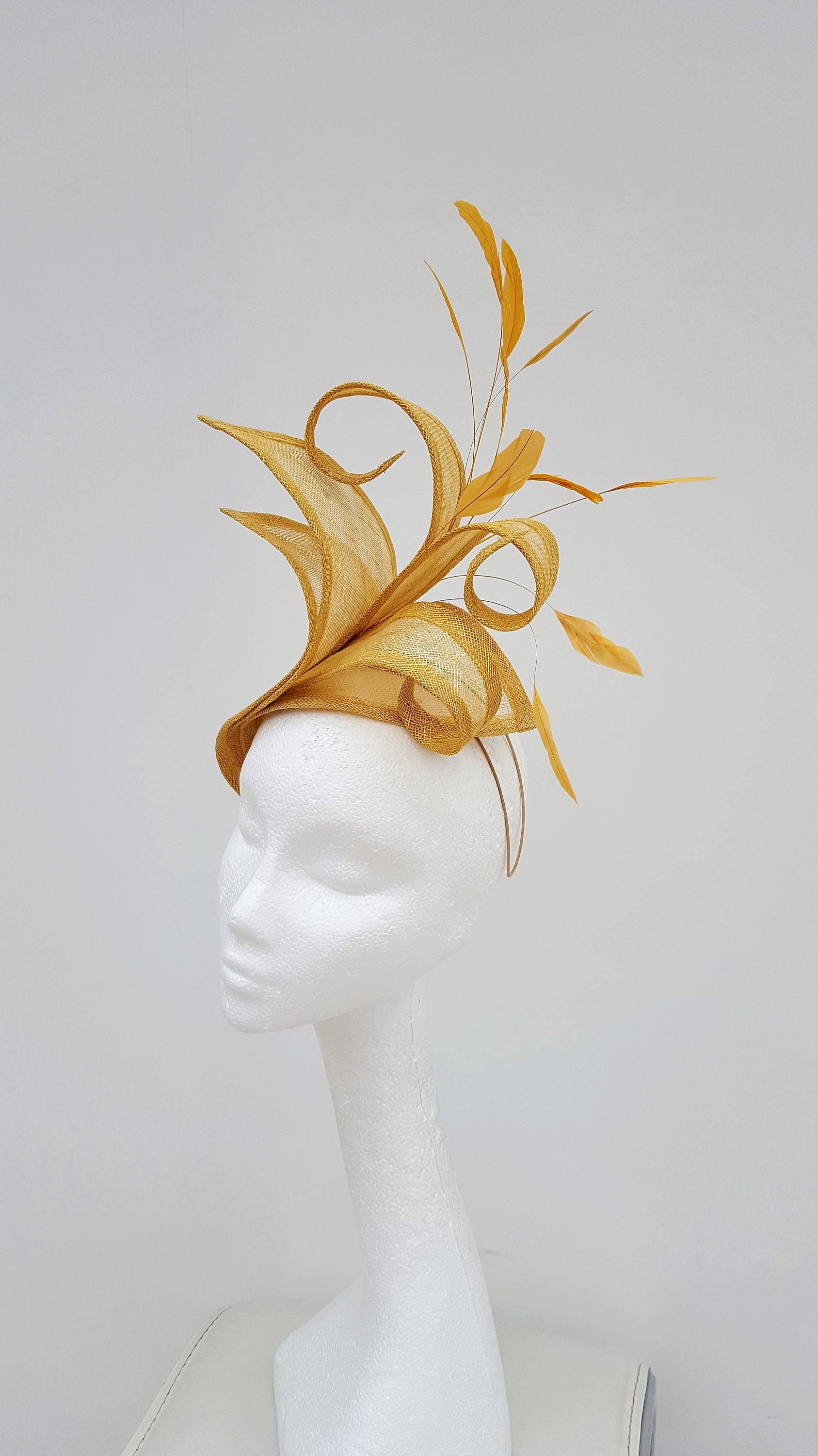 Gold, Yellow Fascinator, Wedding Fascinator, Mother of the Bride Hat ...