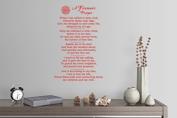 36x24 A Fireman's Prayer Emergency Wall Decal | Etsy