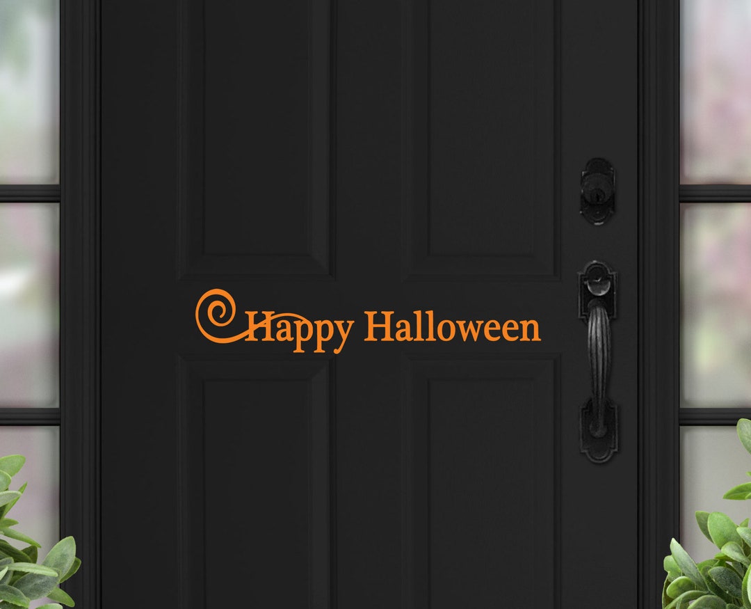 Happy Halloween Welcoming Front Door Wall Decal Sticker Halloween Cute ...