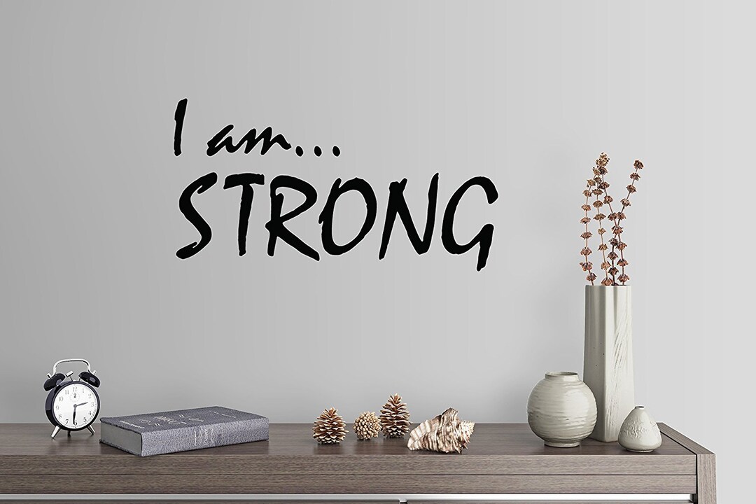 24"x12" I Am Strong Work Hard Gym Fitness Success Workout Wall Decal ...