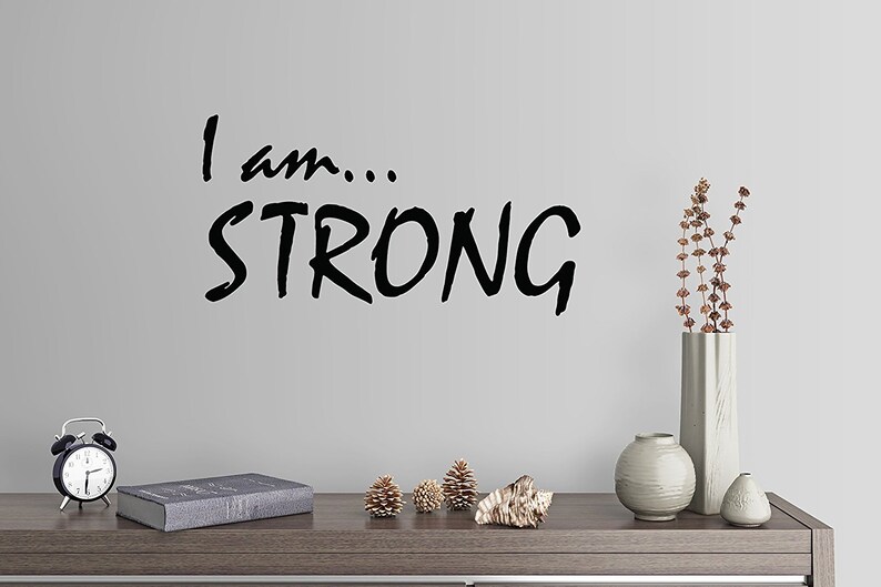 24x12 I Am Strong Work Hard Gym Fitness Success | Etsy