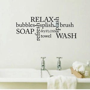 24" Bathroom Collage Saying Relax Bubbles Splish Splash Brush Wash Soap ...
