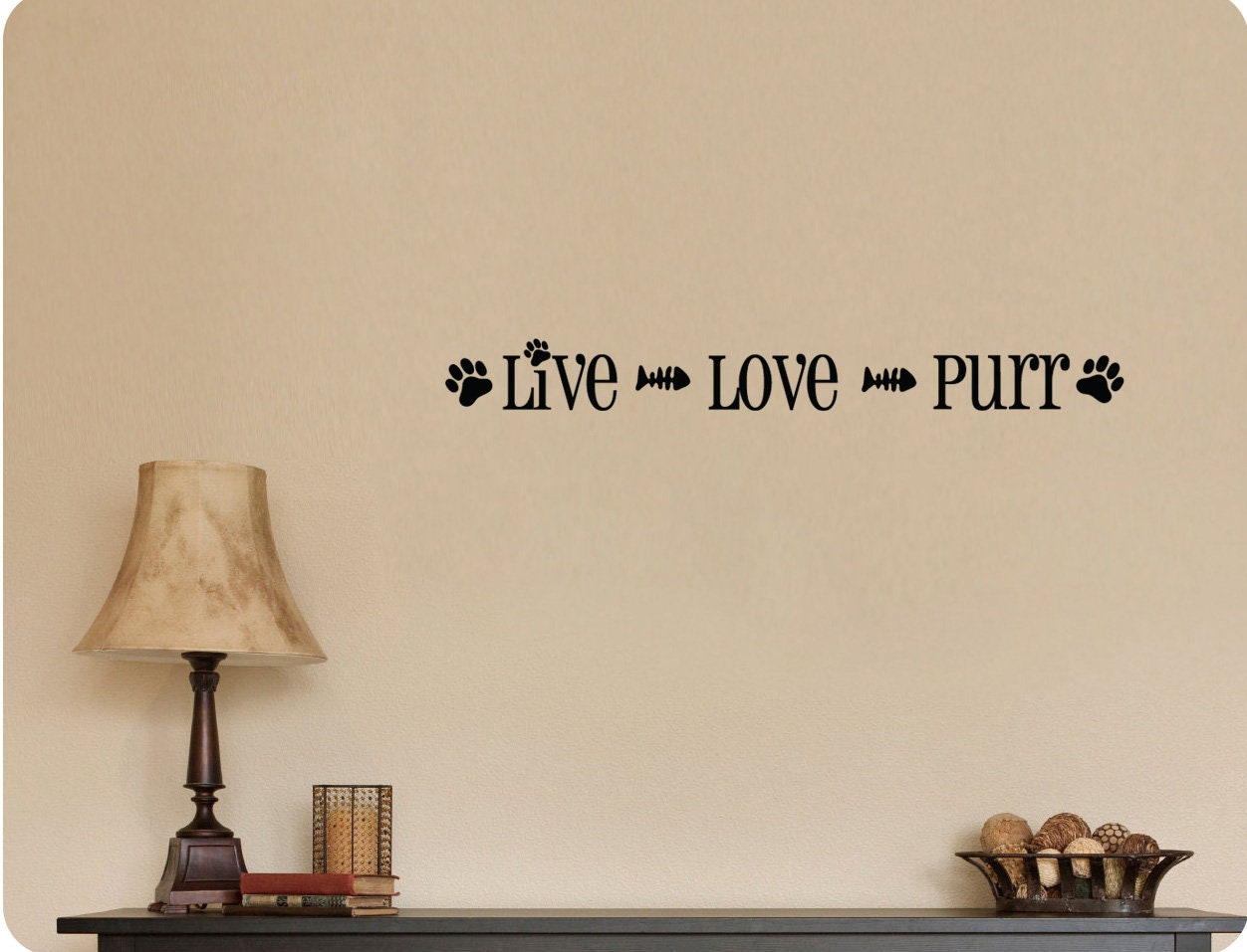 Live Love Purr Cats Pets Cute Wall Decal Sticker Home Animal | Etsy