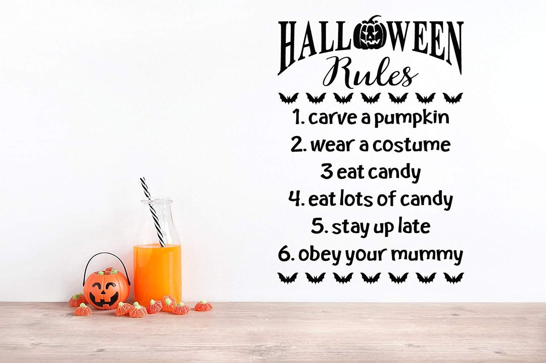 24"x16" Halloween Rules for Kids Children Carve Pumpkin Wear Costume ...