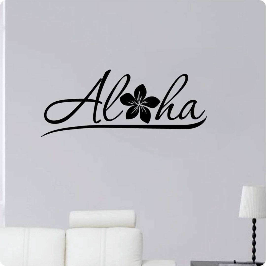 28" Aloha Hello Goodbye Hawaii Hibiscus Flower Wall Decal Sticker Art ...