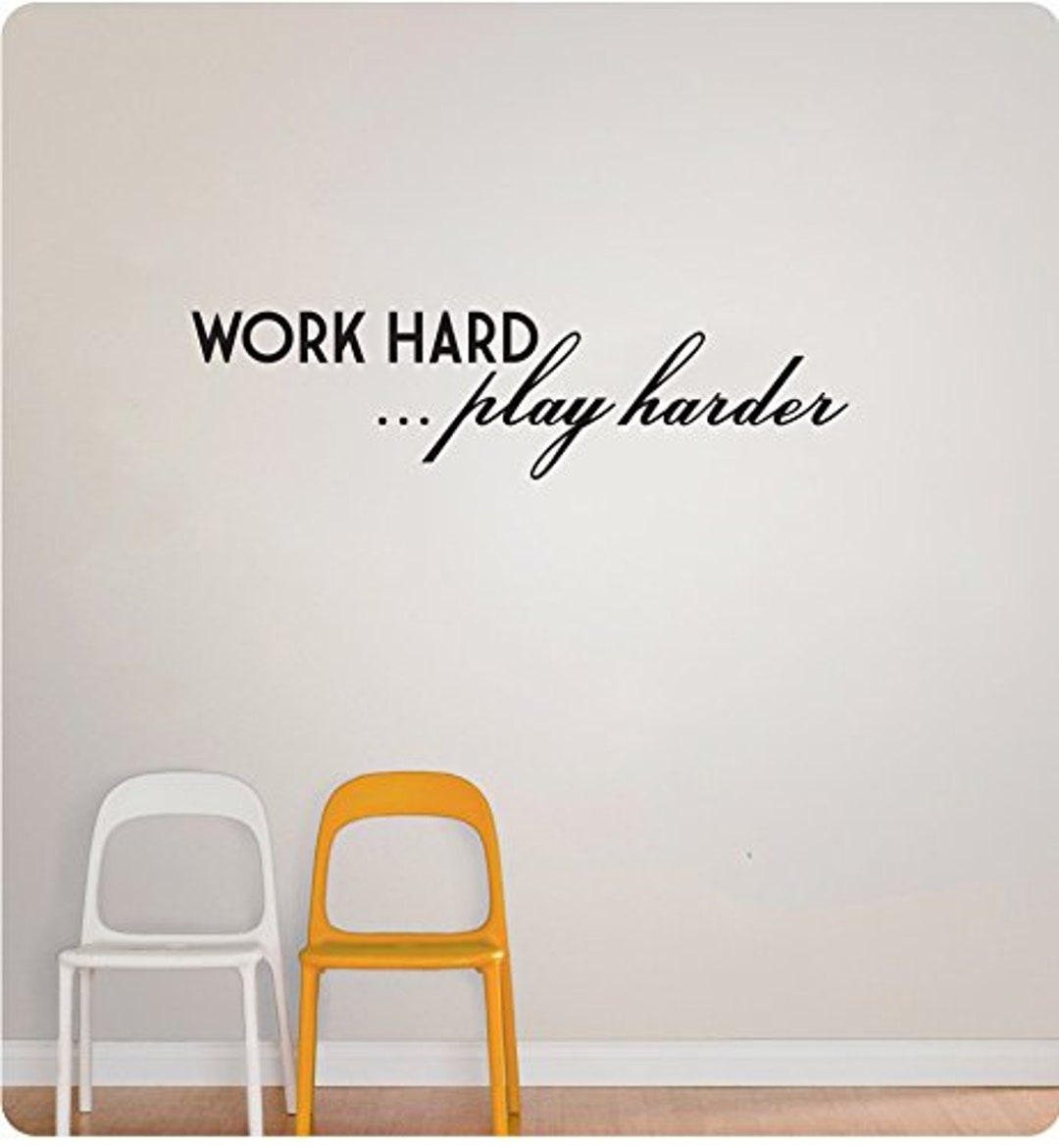40" Work Hard Play Harder Sports Games Motivation Wall Decal Sticker ...