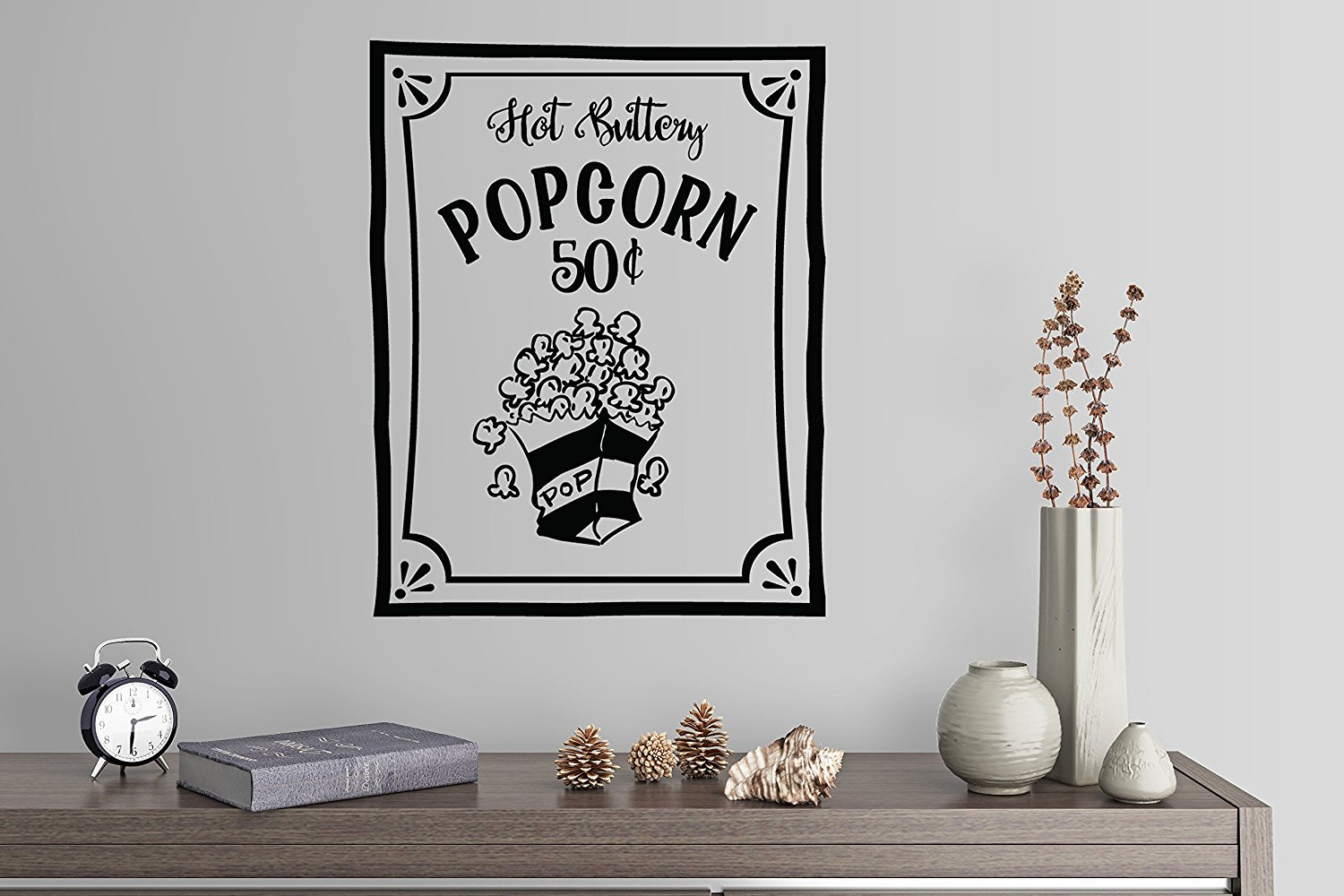 24"x18" Hot Buttery Popcorn 50 Cents Sign Movie Theater Mural Retro ...