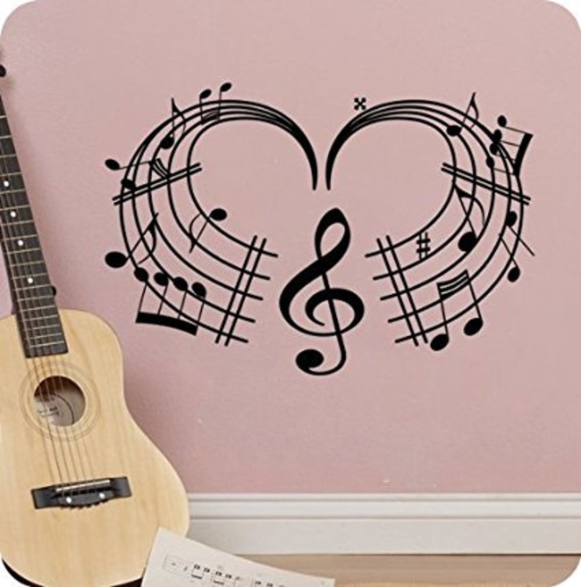 Love Heart Shape Music Notes Large Wall Decal Sticker Detailed - Etsy