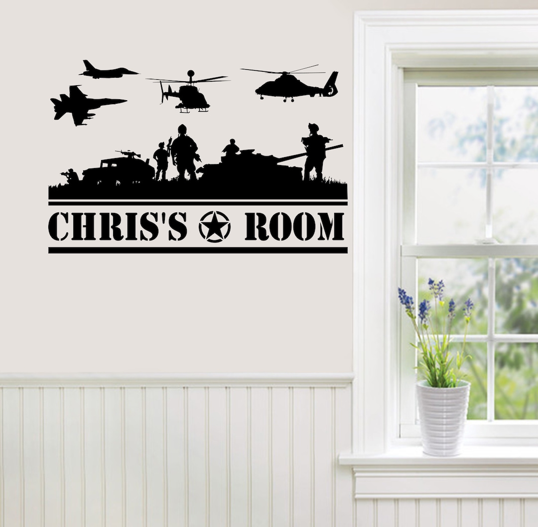 CUSTOM Personalized Name Boy Room Military Wall Decal Sticker Mural ...