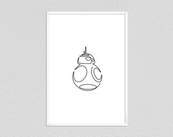 BB-8 Star Wars Minimalist Line Drawing BB8 Starwar Gift Room | Etsy