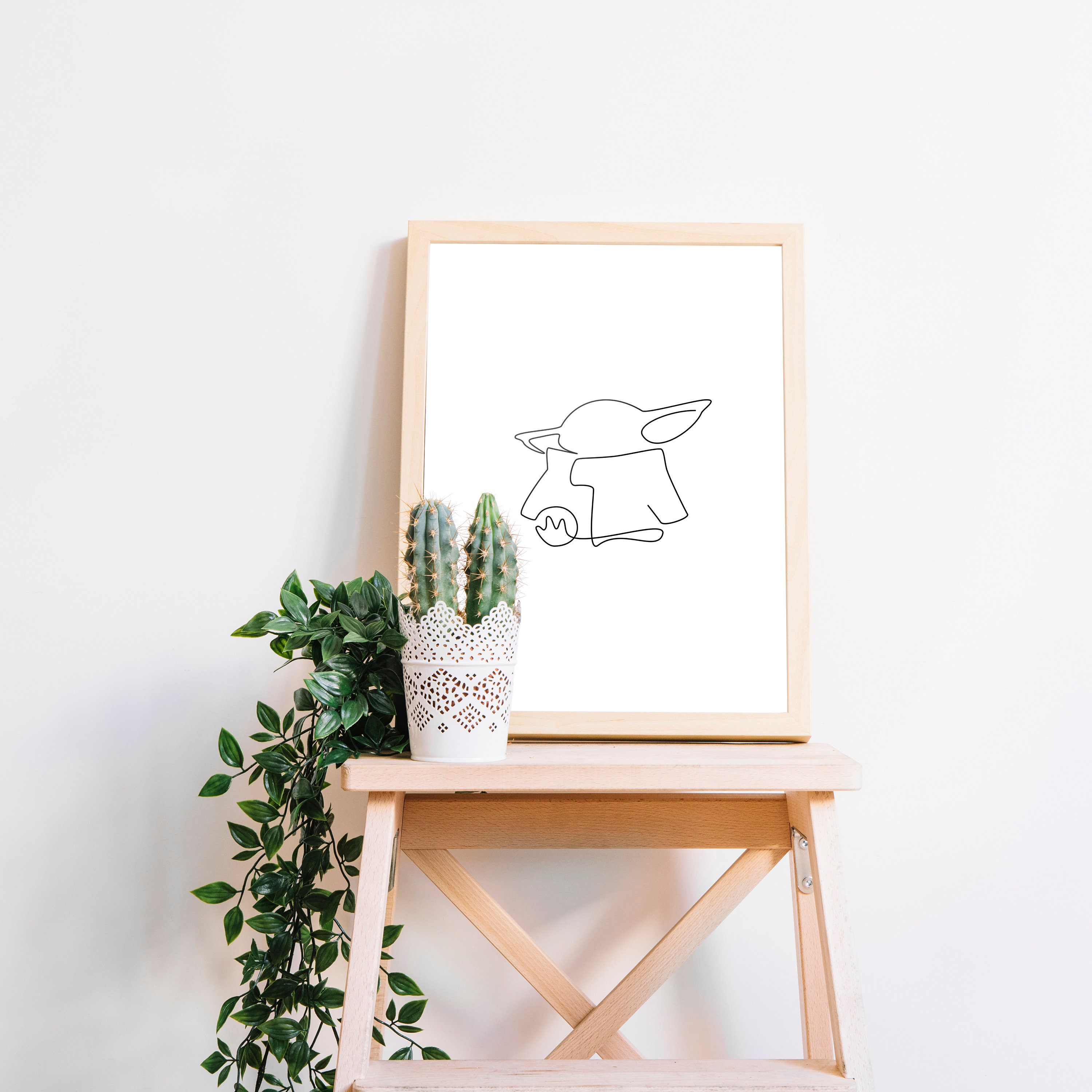 Baby Yoda Grogu Star Wars Mandalorian Minimalist Line Drawing | Etsy UK