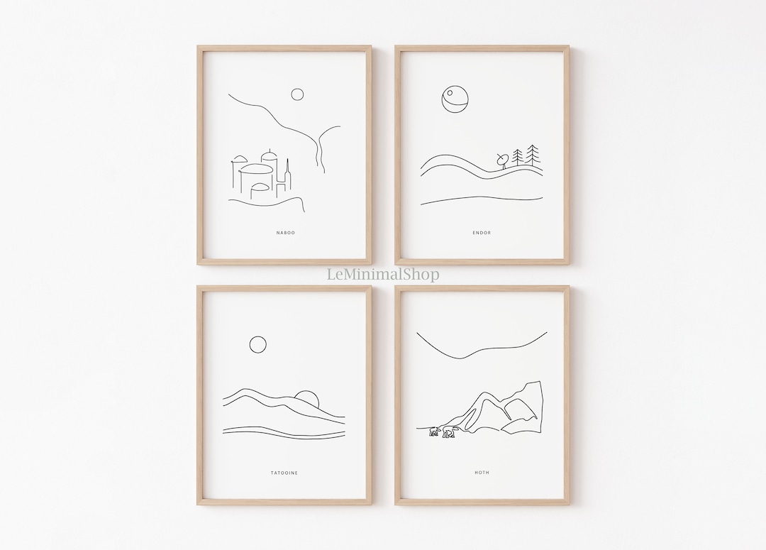 Star Wars Landscape Minimalist Line Art - Set of 4 Prints | Starwar ...