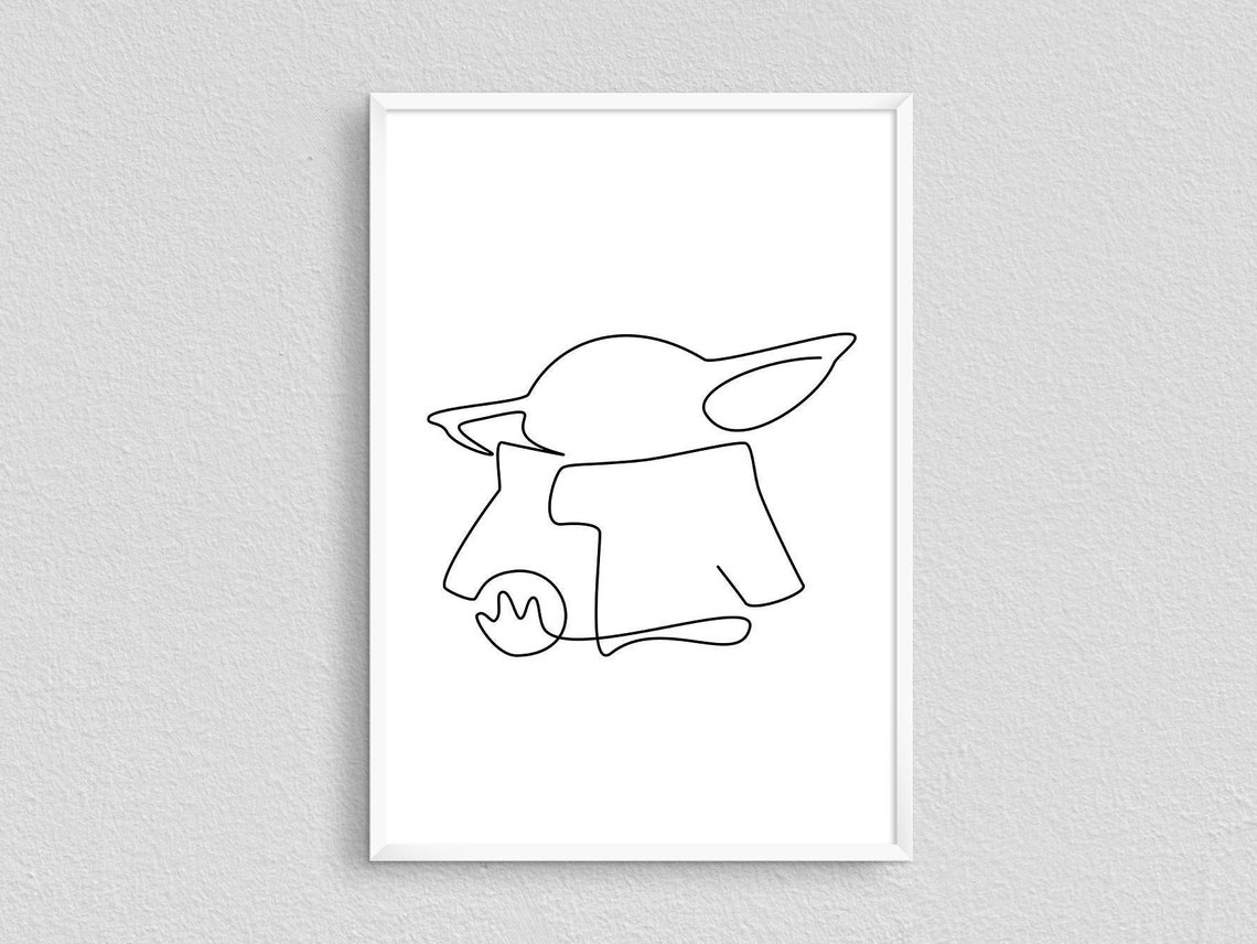 Baby Yoda Grogu Star Wars Mandalorian Minimalist Line Drawing | Etsy UK