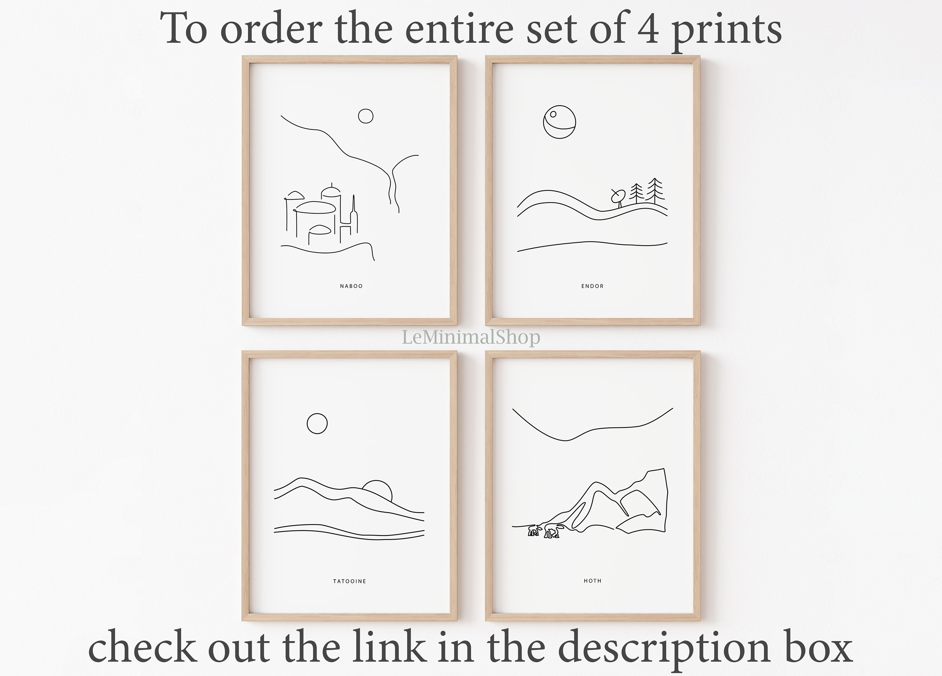 Tatooine Star Wars Minimalist Line Drawing Desert Sun Line | Etsy