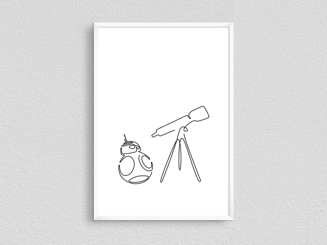 BB-8 Star Wars Minimalist Line Drawing | BB8 Starwar Gift Room Decor ...