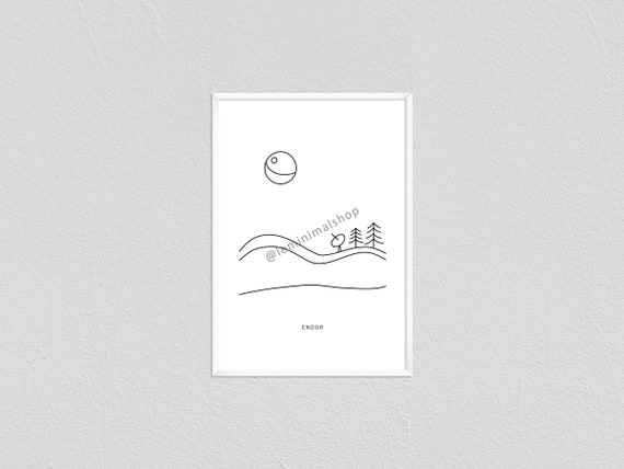 Endor Star Wars Minimalist Line Drawing Star Wars Room Decor | Etsy