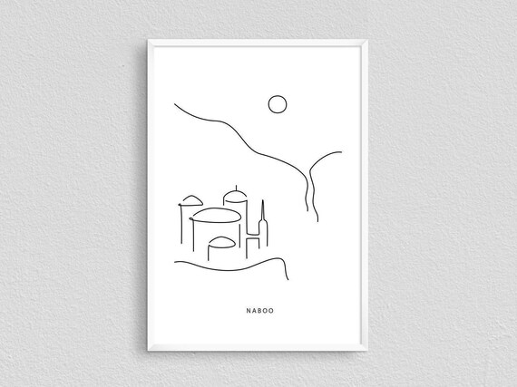 Naboo Star Wars Landscape Minimalist Line Drawing Star Wars | Etsy